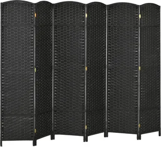 HOMCOM Paravent interieur - HOMCOM - en bois - 6 panneaux - 240 x 170 cm - pour salon, chambre &agrave; coucher - noir