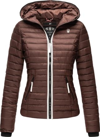 Navahoo Damen Jacke Steppjacke &Uuml;bergangsjacke gesteppt Herbst Kapuze B811 [B811-Kim-Dark-Choco-G.-Gr.S]