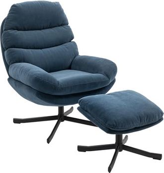 HOMCOM Relaxsessel mit Hocker Sessel Loungesessel mit Chenille-Optik breiter Sitzfl&auml;che Drehbar Polstersessel Armlehnensessel f&uuml;r Wohnzimmer, Schlafzimmer, B