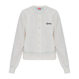 Kenzo Woll Cardigan mit gesticktem Logo - - Knitwear - Damen - Wei&szlig; - M