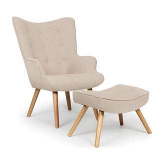 Paris Prix Paris Prix - Fauteuil & Pouf Scandinave Orle 98cm Beige