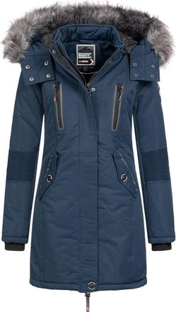Geographical Norway Coraly Lady - Warmer Halbdicker Parka Frau Herbst Winter - Feiner Mantel Kapuze Und Kunstpelz - Windjacke Daunenjacke Lang - Ideal Geschenk Frauen (Ma