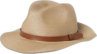 Emporio Armani Chapeau Fedora en Raffia Tress&eacute; - unisex - Accessoires - Beige - Taille: 57 CM