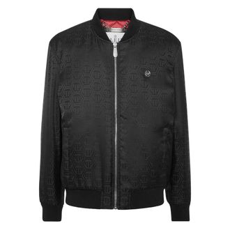 Philipp Plein Nylon Bomber Jacquard Monogram - - Jackets - Herren - Schwarzk - L
