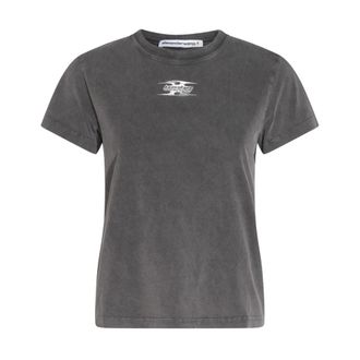 Alexander Wang Femme, Tops, Gris, Taille: 36 FR T-shirt en Coton Gris avec Logo