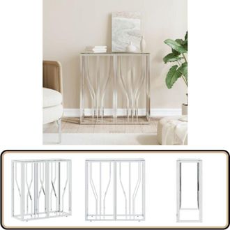 vidaXL Konsolentisch 70x30x70 cm Edelstahl und Glas - Konsolentisch - Wohnzimmerm&ouml;bel - Edelstahltisch - Glastisch - Sideboard