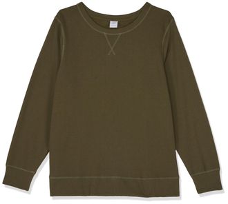 Amazon Essentials Damen Fleece-Sweatshirt zum &Uuml;berziehen mit Rundhalsausschnitt (In &Uuml;bergr&ouml;&szlig;e erh&auml;ltlich), Olivgr&uuml;n, L