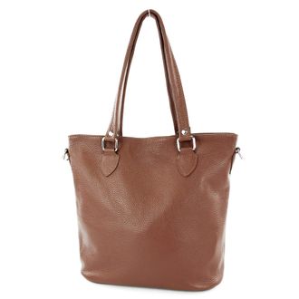modamoda.de T215 - Italienische Ledertasche Shopper Large, Farbe:Schokoladenbraun