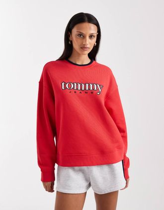 Tommy Jeans T-shirt avec logo style r&eacute;tro - Rouge