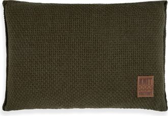 Knit Factory Jesse Zierkissen - Rechteckige Sofa Kissen - Grün - Gestrickter Dekokissen - Couchkissen - 60x40 cm - Kissenbezug mit Füllung und Bezug