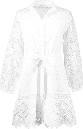 Temptation Positano robe ceintur&eacute;e Palestina &agrave; broderies - Blanc