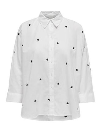 Only Onlnew Lina Grace Ls EMB Shirt Noos WVN Chemise &agrave; Manches Longues avec Fermeture &agrave; Boutons, Blanc &eacute;clatant, M Femmes
