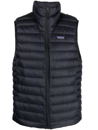 Patagonia Daunenweste mit Logo-Patch - Schwarz