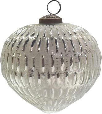 Clayre & Eef Weihnachtskugel Ø 12 cm Silberfarbig Grau Glas Weihnachtsdekoration