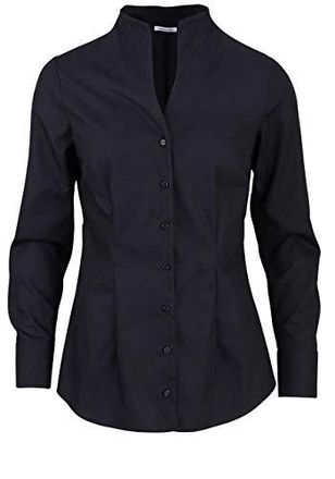 Seidensticker Chemisier pour femme - Chemisier de ville - Sans repassage - Chemisier &agrave; col gobelet - Coupe slim - Manches longues - 100 % coton