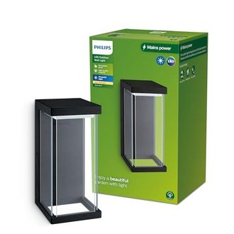 Philips Ulyzo, Applique dext&eacute;rieur, 12 W, lumi&egrave;re blanc chaud 2 700 K, noire, r&eacute;sistante aux intemp&eacute;ries IP44