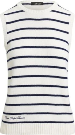 Ralph Lauren Femme, Tops, Blanc, Taille: 42 FR Top en coton ray&eacute;