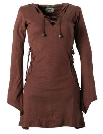 vishes Zipfelkleid Elfenkleid mit Zipfelkapuze B&auml;ndern zum Schn&uuml;ren Ethno, Hoody, Gothik Style