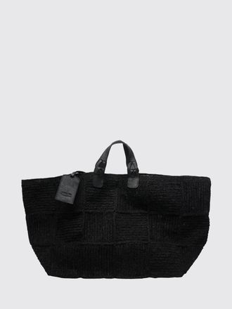 Ibeliv Grand sac cabas crochet Wild en raphia avec doubles anses en cuir