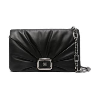 Roger Vivier Viv Choc Large Draped Leder Clutch - - Bags - Damen - Schwarzk - ONE SIZE