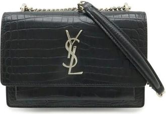 Saint Laurent Pre-owned Sac bandouli&egrave;re cha&icirc;ne portefeuille en cuir Sunset - Femme - Pre-owned - Noir - Taille: ONE Size