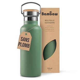 Bambaw Gourde Isotherme 750 ml, Bouteille Thermique Verte, Gourde Inox 750 ml, Bouteille dEau R&eacute;utilisable - Vert Sauge