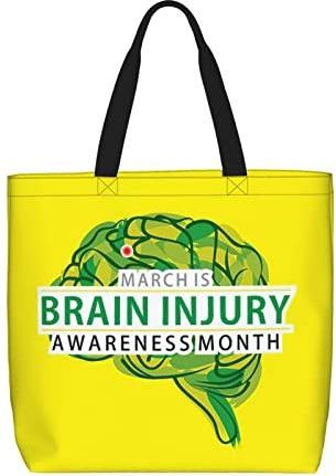 Generic Sac Fourre-Tout Mois De Sensibilisation Aux Traumatismes Cr&acirc;niens Sac Tissu Avec Poign&eacute;es R&eacute;utilisable Sacs En Toile, Pour Filles, Shopping, &Eacute;cole, Vo