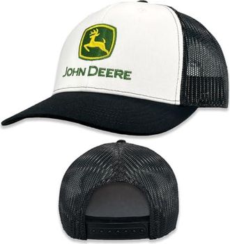 John Deere Casquette de baseball Trucker Hat 13083346Whbk Current Casquette de camionneur Chapeau de camionneur Broderie Ywgr Blanc/Noir, blanc/noir, Taille uniq