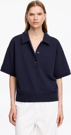 Arket Sweatshirt Aus French Terry Mit Polokragen -Blau