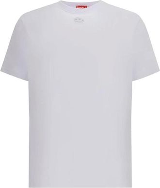 Diesel Homme, Tops, Blanc, Taille: XL T-shirt classique en coton avec encolure ras du cou