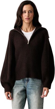 A|X Armani Exchange Pull &agrave; col roul&eacute; demi-zip - Femme - Pulls - Brun - Taille: 36 FR