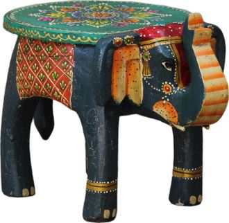 Guru Shop Dekoobjekt, Blumenbank in Elefantenform - Gr&uuml;n/schwarz, 21x29x19 cm