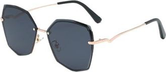 Generic Lunettes De Soleil D&eacute;coratives &Agrave; Monture M&eacute;tallique Large Et Tendance For Hommes Et Femmes, Id&eacute;ales For Les Vacances, La Plage Et Les Photos.(Black)