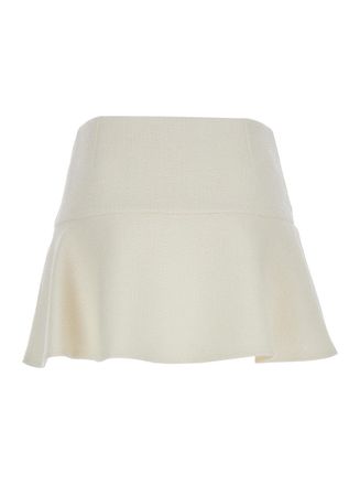 Gucci Womens White Wool Boucle Skirt With Hidden Closure