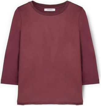 Motivi Zweifarbiges T-Shirt mit Dreiviertel&auml;rmeln - - Tops - Damen - Rot - M