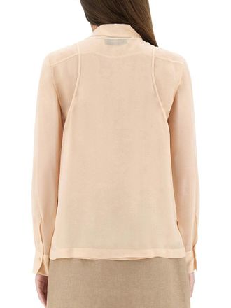 Fendi Embroidered Silk Georgette Shirt - Pink