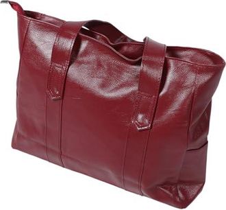 IFUNDOM Paquet Cabas Bandouli&egrave;re en PU Souple Grosse Capacit&eacute; 1 Pi&egrave;ce Couleur Rouge Fonc&eacute; Paquet de Voyage Femme Zipp&eacute; pour Travail et Shopping Quotidien