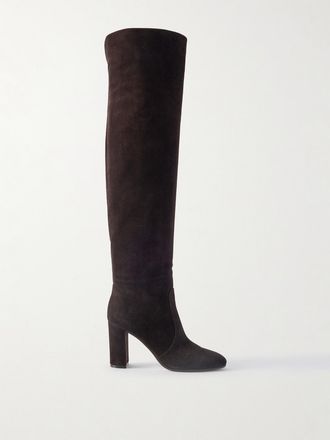 Gianvito Rossi 85 Overknees Aus Veloursleder - Braun