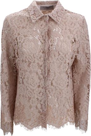 D.exterior Femme, Blouses et Chemises, Beige, Taille: 38 FR All-Over Lace Shirt