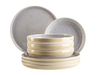 M&auml;ser Serie Candy, Tafelservice f&uuml;r 4 Personen, Teller Set in moderner runder Form, Pastellfarben, hergestellt in Portugal, Steinzeug, Flieder