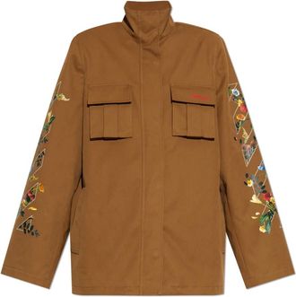 Off-white Femme, Vestes, Brun, Taille: 38 FR Veste ample avec impression colorée