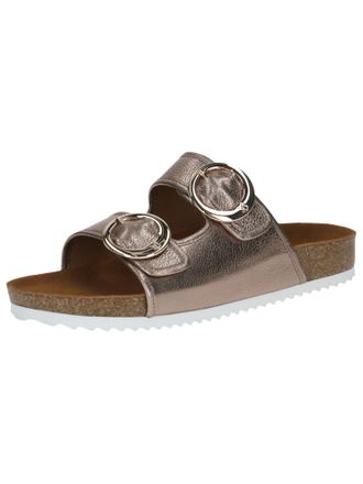 Caprice Damen Pantoletten aus Leder Bequem, Beige (Taupe Metallic), 38 EU