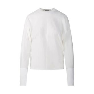 Darkpark Darkpark, Femme, Blouses et Chemises, Blanc, Taille: 40 FR Haut &agrave; Manches Longues et Poignets de Chemise &agrave; Encolure Ras du Cou