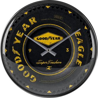 Nostalgic Art Retro Wanduhr, &Oslash; 31 cm, Goodyear - Wheel - Geschenk-Idee f&uuml;r Motor-Fans, Original Lizenzprodukt (OLP), Gro&szlig;e K&uuml;chenuhr, Vintage Design, Reifen-Deko