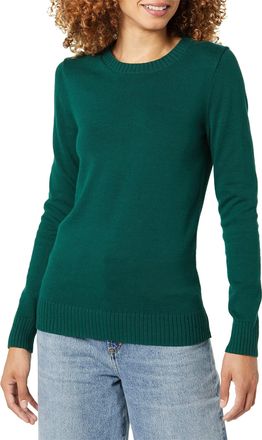 Amazon Essentials Damen Pullover Mit Rundhalsausschnitt Aus 100 % Baumwolle (Erhältlich In Übergröße), Dunkelgrün, 4XL Große Größen