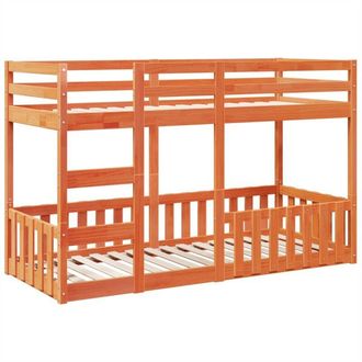 vidaXL Etagenbett Wachsbraun 75x190 cm Massivholz Kiefer Vidaxl