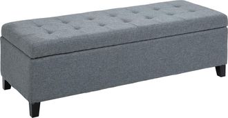 HOMCOM Sitzbank, Polsterbank mit Stauraum, Bettbank mit Deckel, Leinenoptik, Truhenbank, Aufbewahrungsbank f&uuml;r Wohnzimmer, Schlafzimmer, Grau, 125 x 49 x 41,