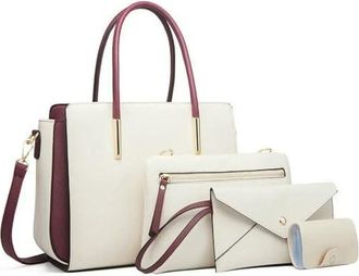 Generic NYSBH Lot de 4 sacs &agrave; bandouli&egrave;re de luxe pour femme, couleur bonbon, cuir PU rigide, sacs &agrave; main &eacute;l&eacute;gants pour dames, Sac blanc