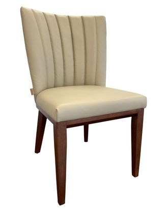 SIX Fenci Esszimmerstuhl aus Echtleder in Sand, Sitzkomfort mit Nosag-Federn, Robustes Hartholz, Belastbar bis 150 kg, Ideal f&uuml;r B&uuml;ro, K&uuml;che, Gastronomie,