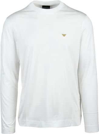 Emporio Armani Homme, Tops, Blanc, Taille: M T-shirt manches longues en m&eacute;lange de lyocell